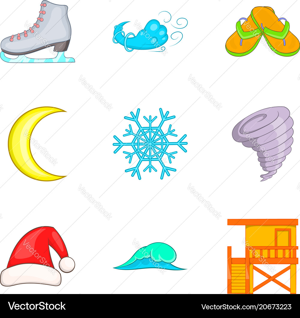 Temperate climate icons set cartoon style Vector Image