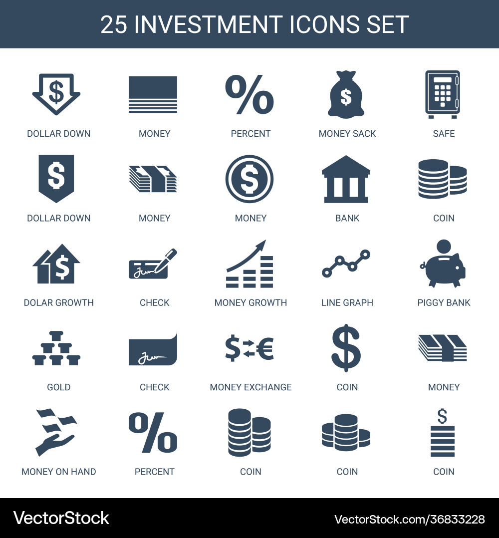 25 investment icons Royalty Free Vector Image - VectorStock