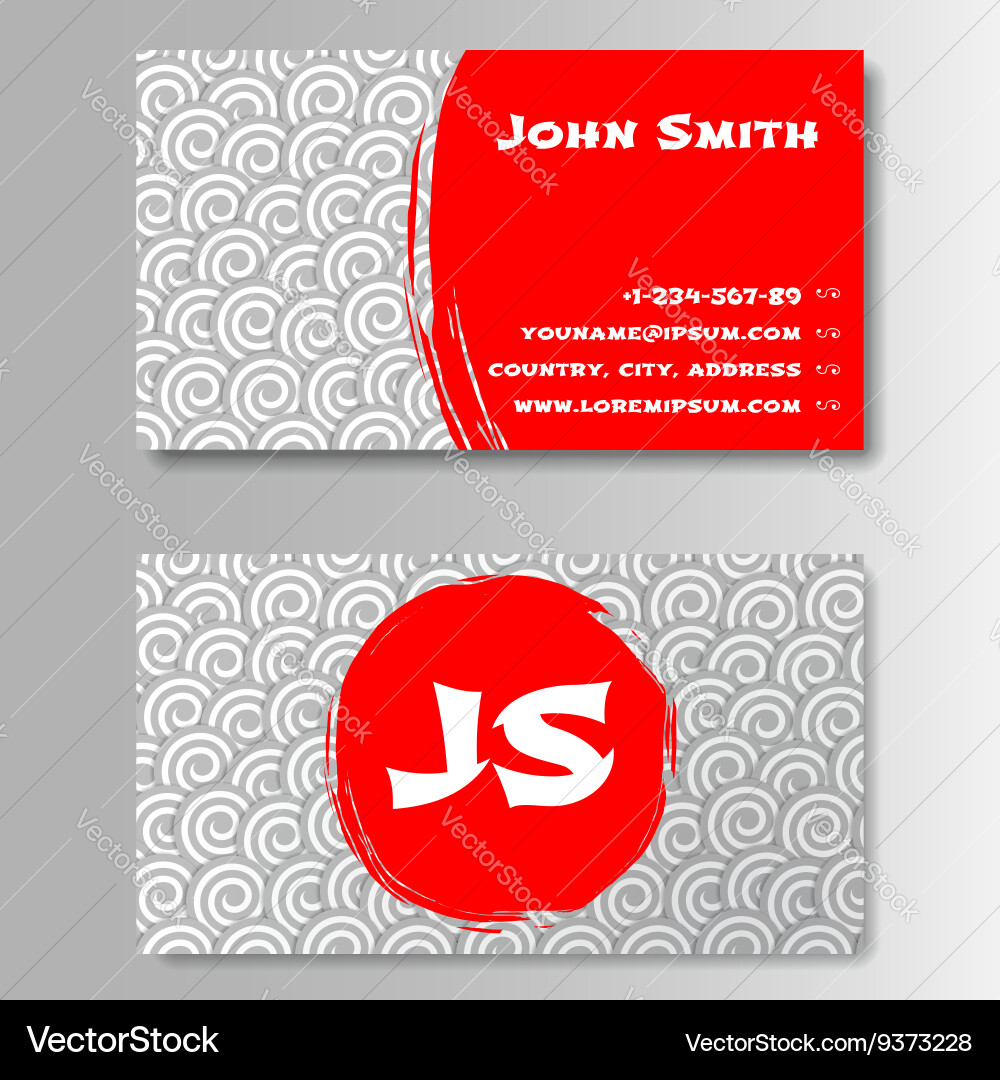 Asian style template business card Royalty Free Vector Image