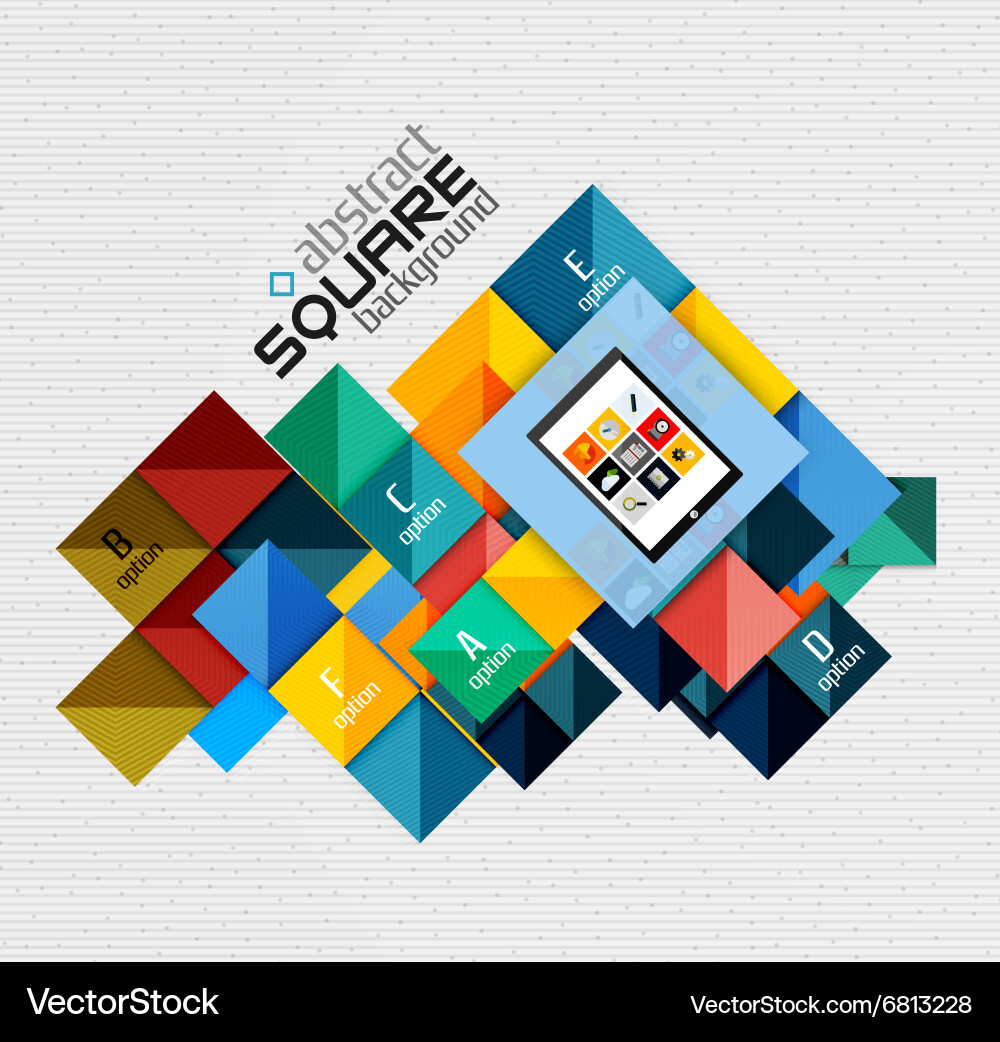 Geometric square shapes and infographic option Vector Image