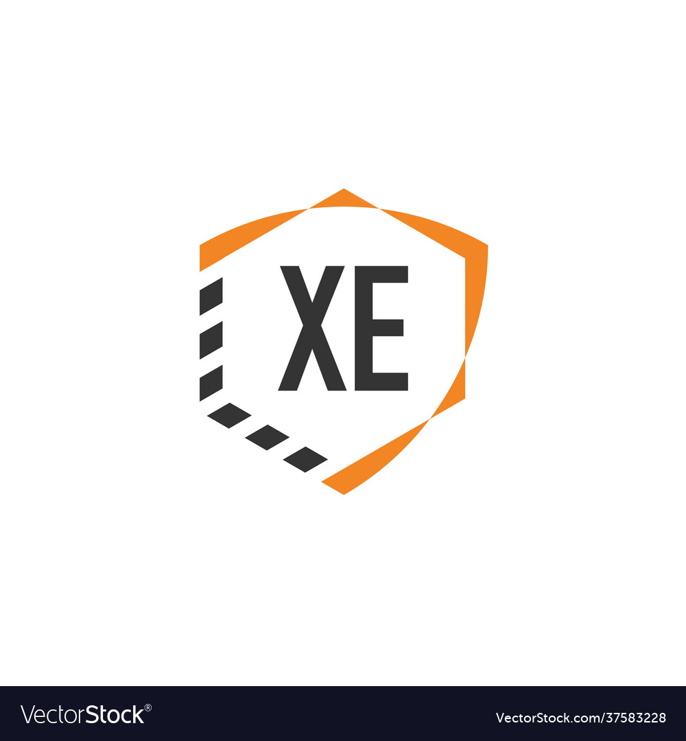 Initial letter xe shield hexagonal logo template Vector Image