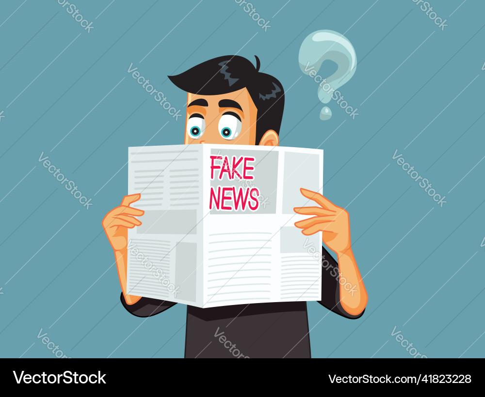 Man reading newspaper having inquiries cartoon Vector Image