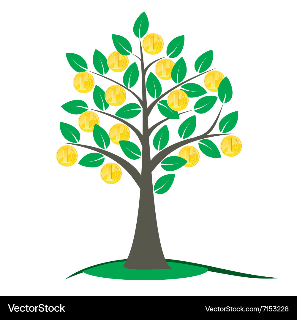 Money tree with golden coins Royalty Free Vector Image