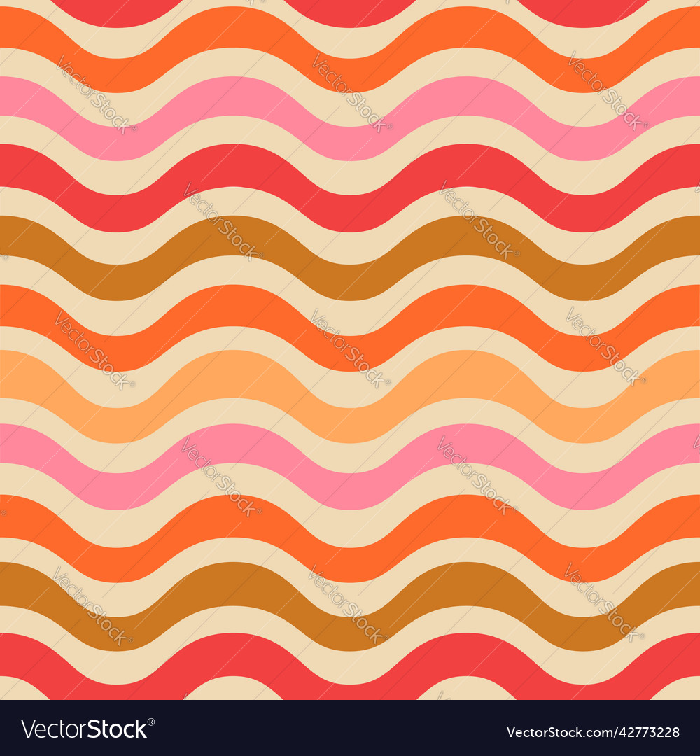Retro 70 waves seamless pattern pink and orange Vector Image