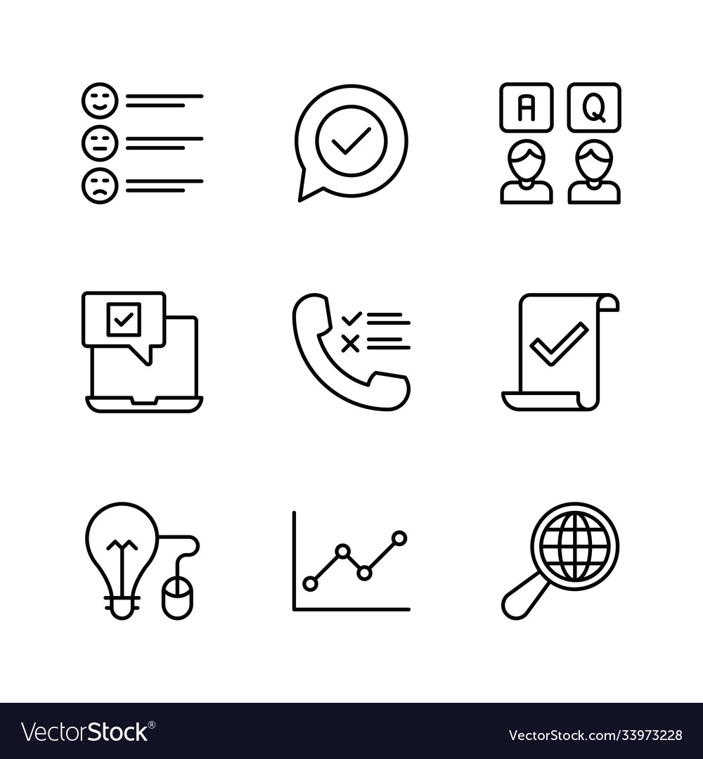 Set online survey icons Royalty Free Vector Image