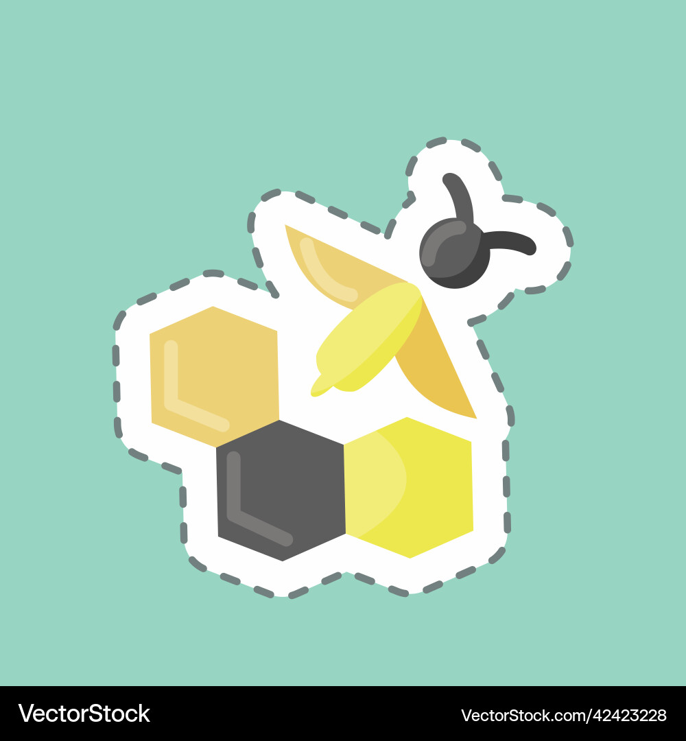 Sticker line cut bee farm suitable for bee farm Vector Image