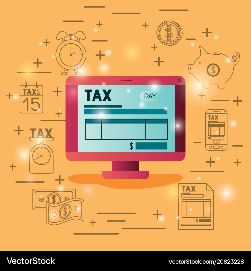 Tax time set icons Royalty Free Vector Image - VectorStock