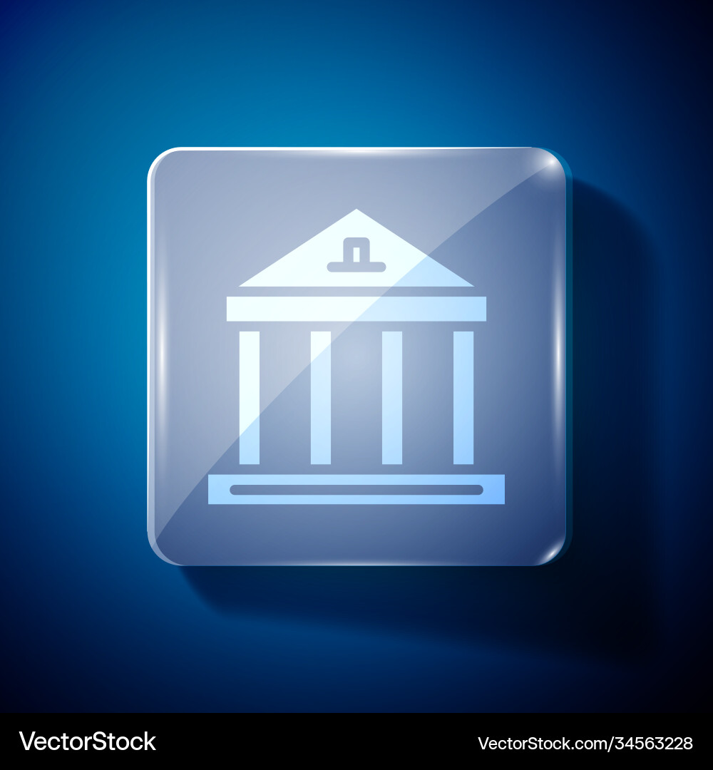 White museum building icon isolated on blue Vector Image