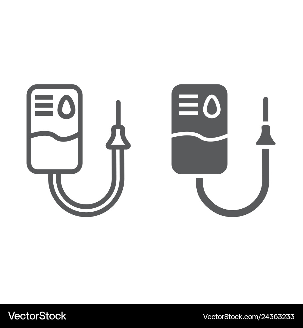 Blood pack line and glyph icon medicine Royalty Free Vector