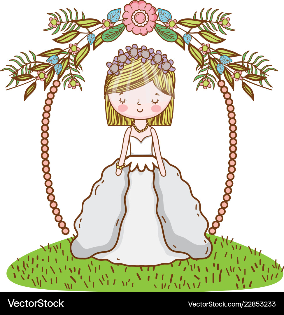 Bride female cute cartoon Royalty Free Vector Image