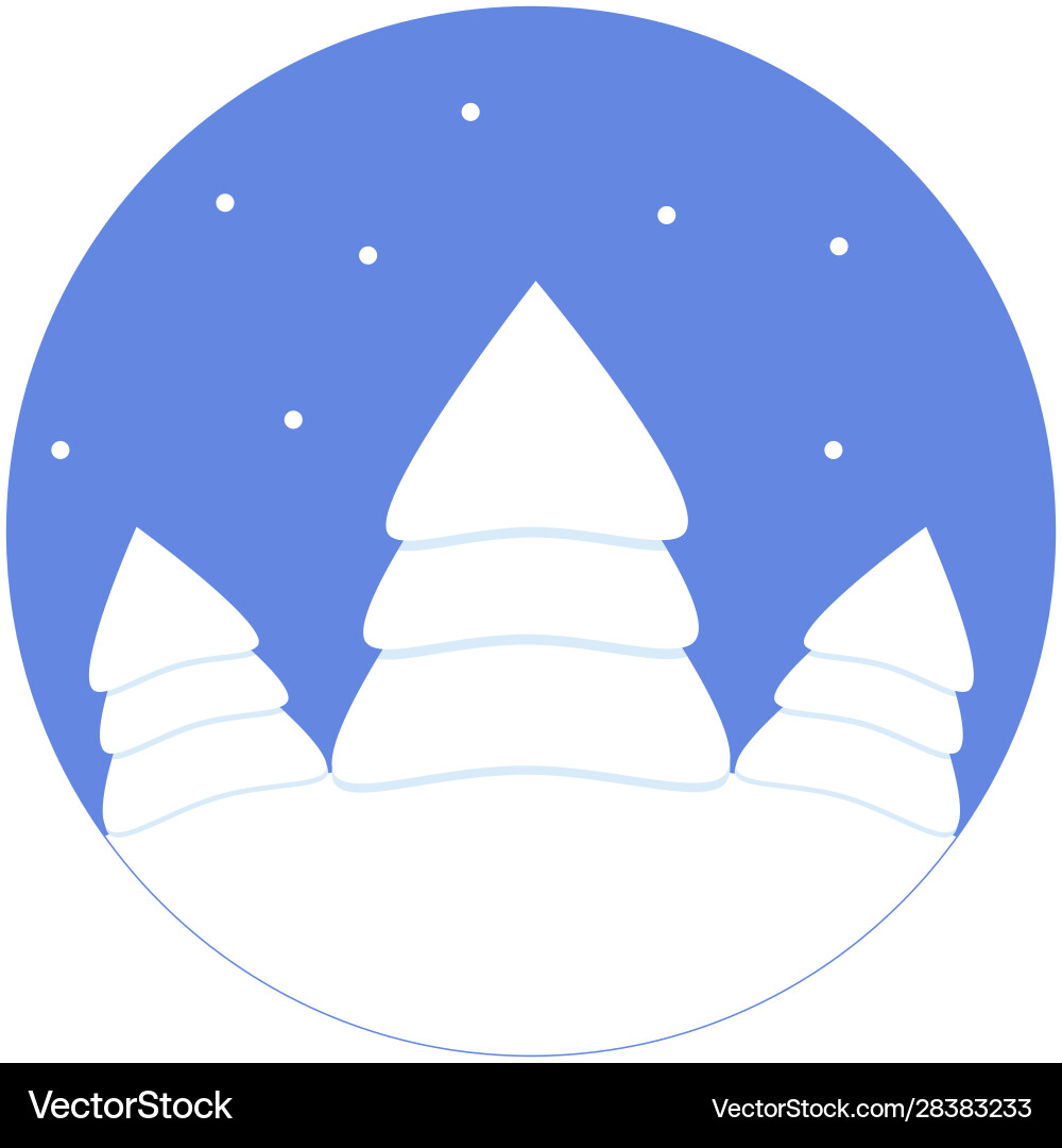 Circle with white christmas trees and snow Vector Image