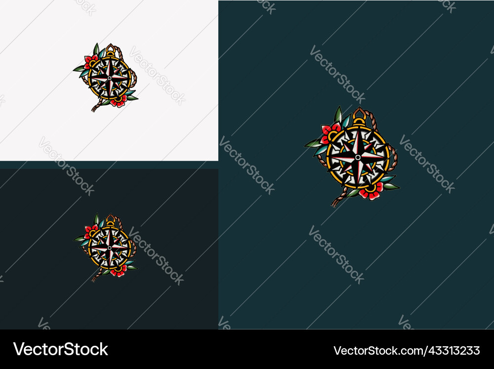Compas and red rose design Royalty Free Vector Image