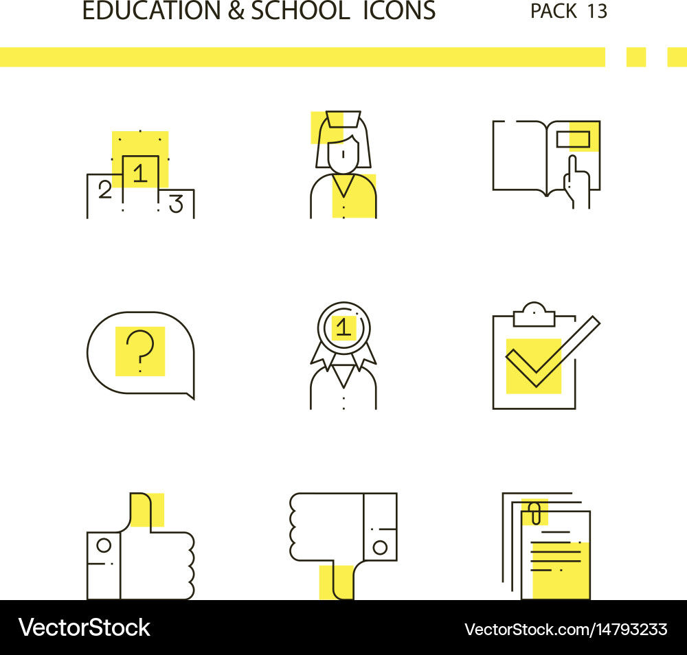 Education and school outline yellow background Vector Image