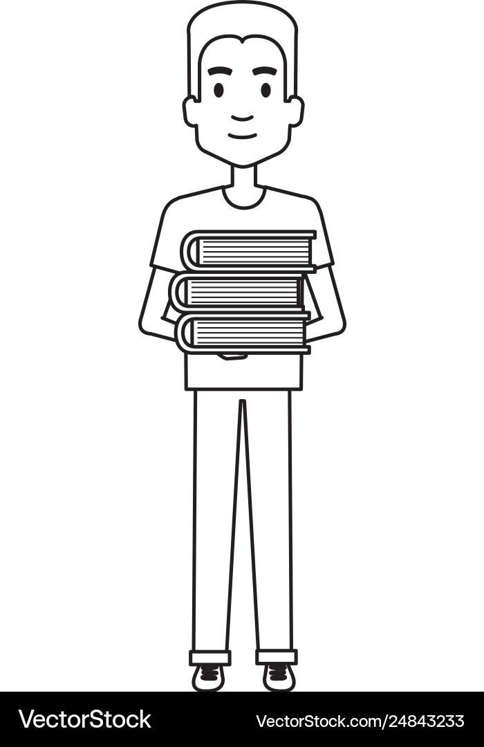 Figure human with books silhouette avatar Vector Image