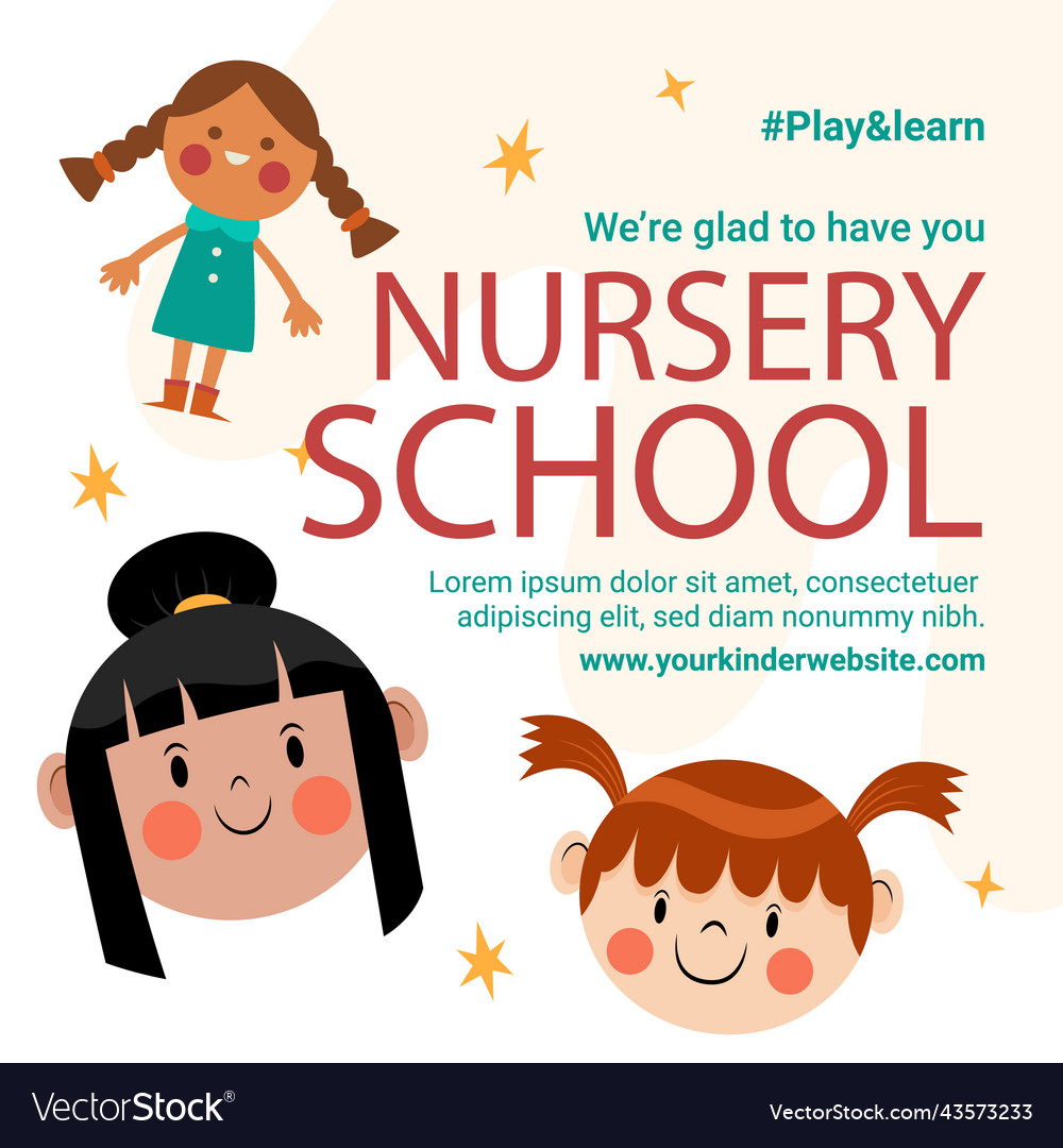 Flat nursery school posts set Royalty Free Vector Image