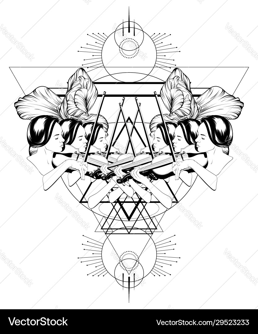 Hand drawn women playing on the Royalty Free Vector Image