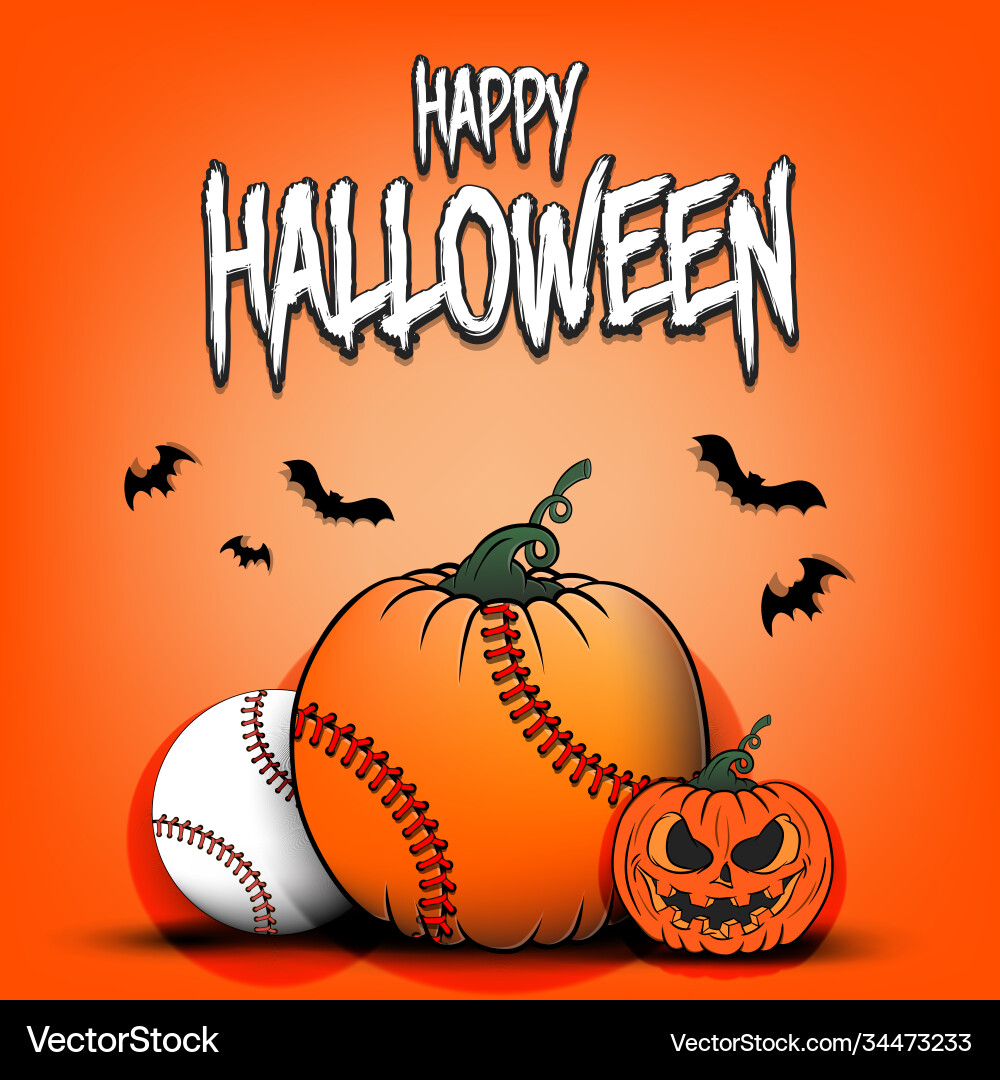 Happy halloween baseball ball pumpkin Royalty Free Vector