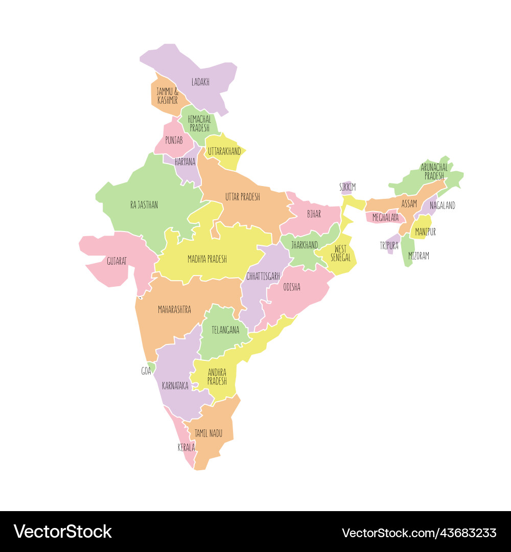 India political map low detailed Royalty Free Vector Image