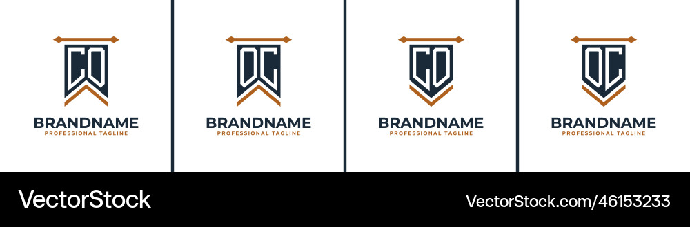 Letter co and oc pennant flag logo set represent Vector Image