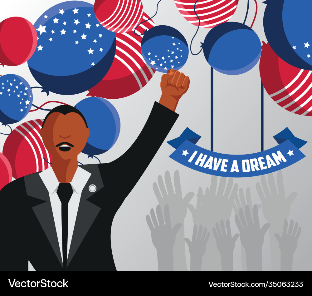 Martin luther king day character hand raised Vector Image