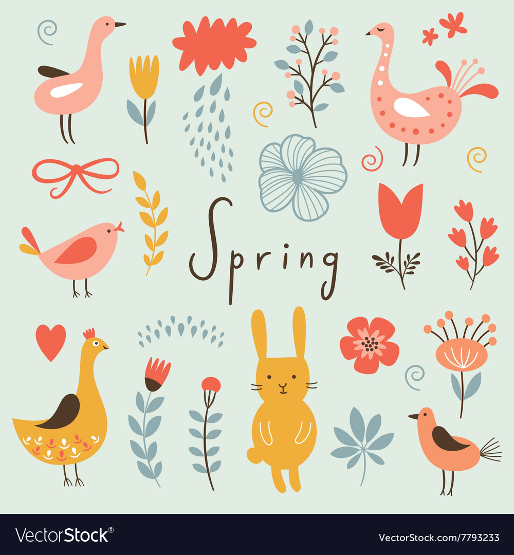 Spring collection elements Royalty Free Vector Image