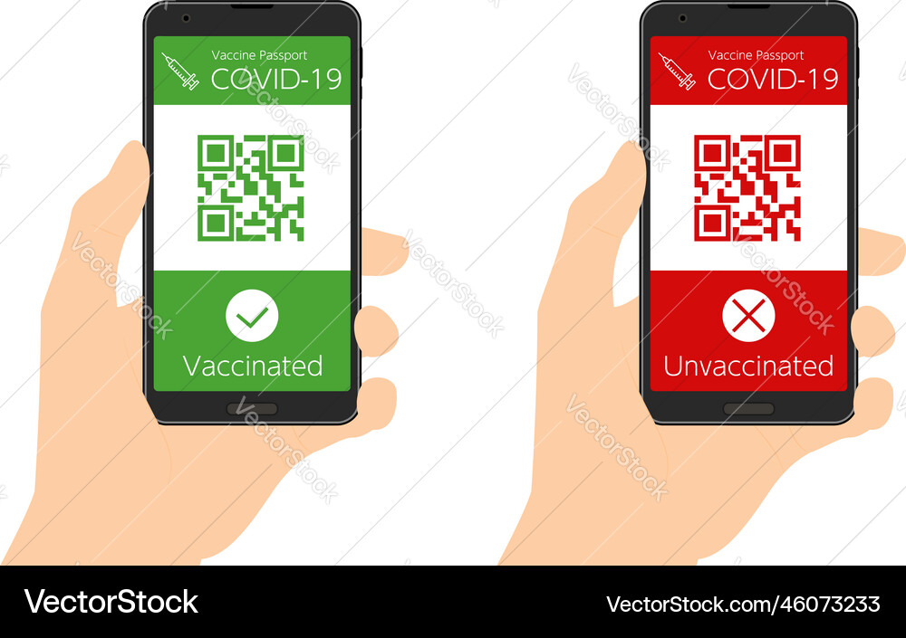 Vaccine passport smartphone app proving Royalty Free Vector