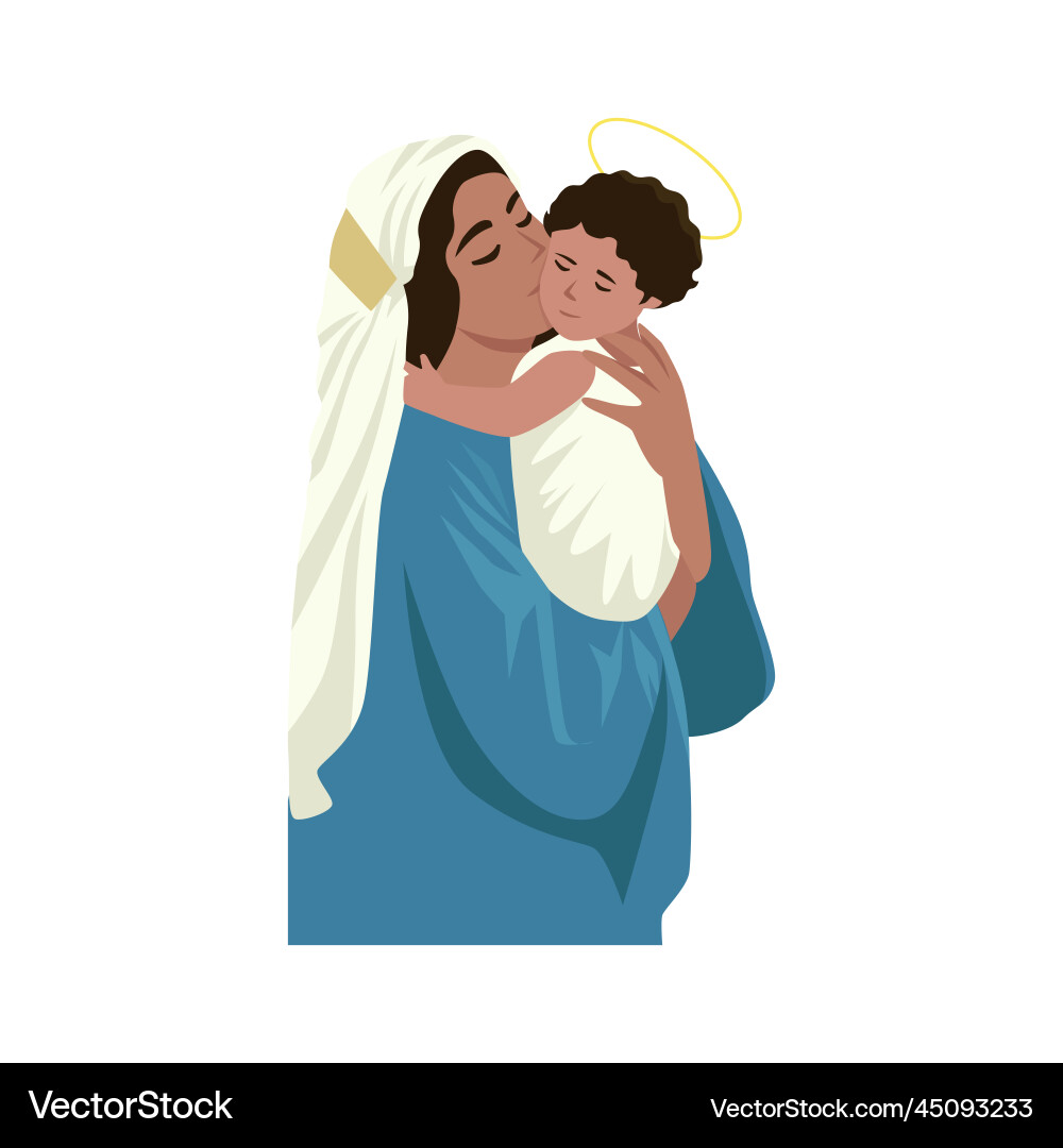 Virgin mary holding baby jesus Royalty Free Vector Image