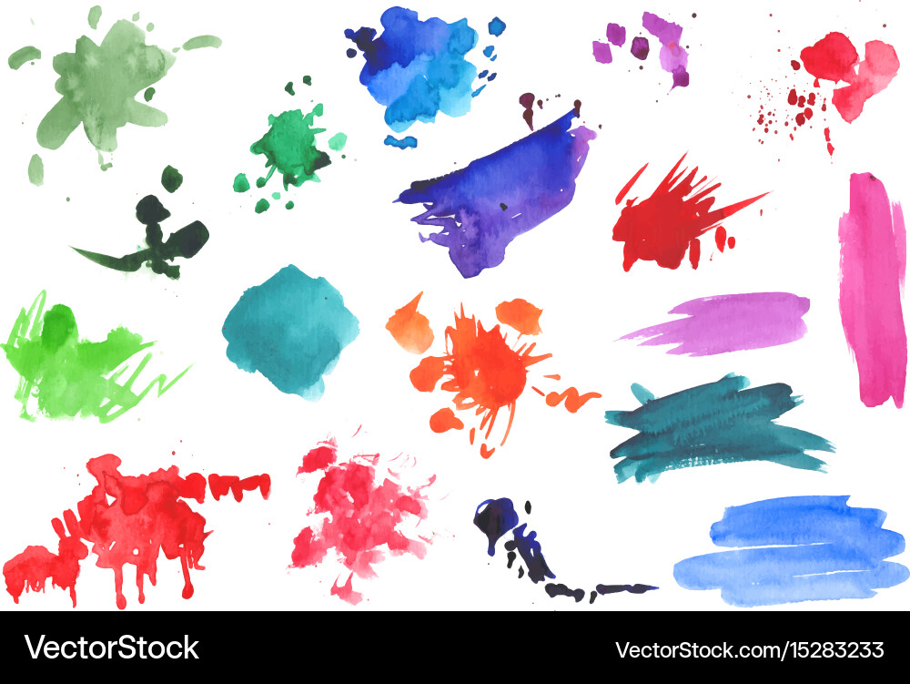 Watercolor splatters collection Royalty Free Vector Image