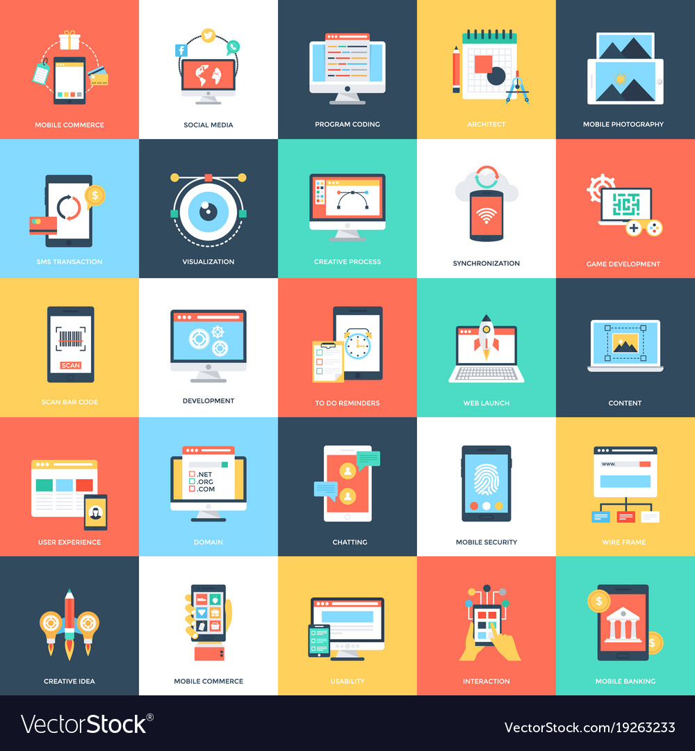 Web and mobile development flat designs Royalty Free Vector