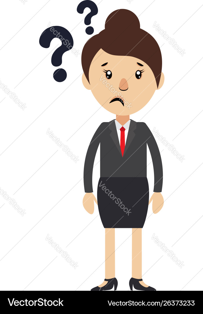 Woman with question mark on white background Vector Image