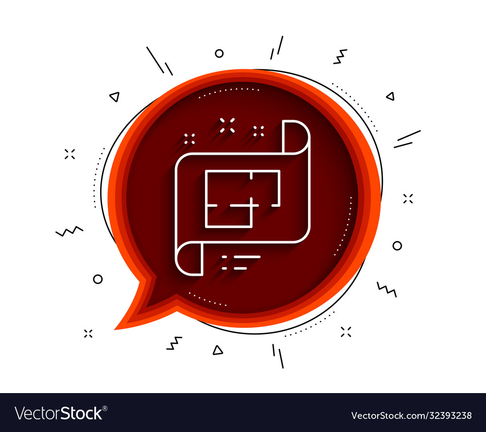 Architectural plan line icon technical project Vector Image