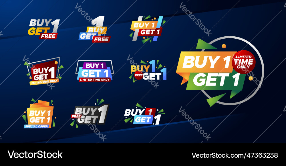 Buy one get banner promotion design Royalty Free Vector