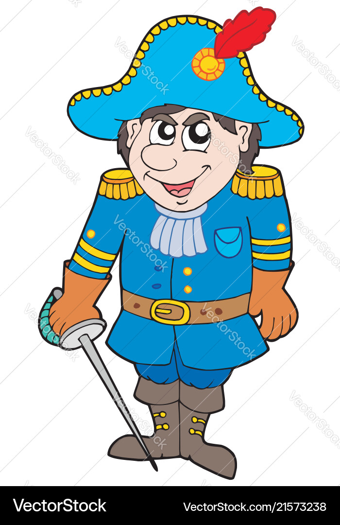 Cartoon soldier in blue uniform Royalty Free Vector Image