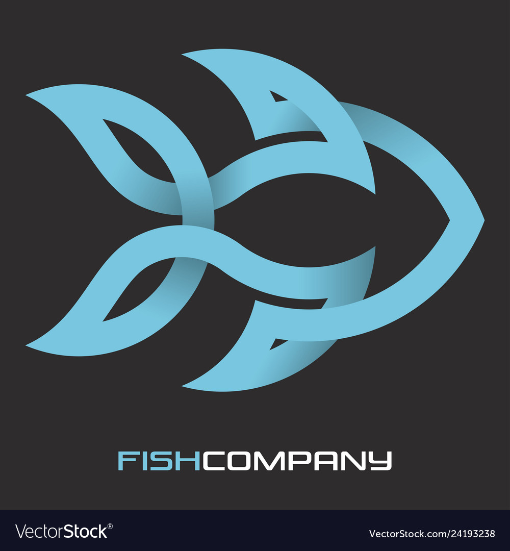 Fish from a solid line logo Royalty Free Vector Image