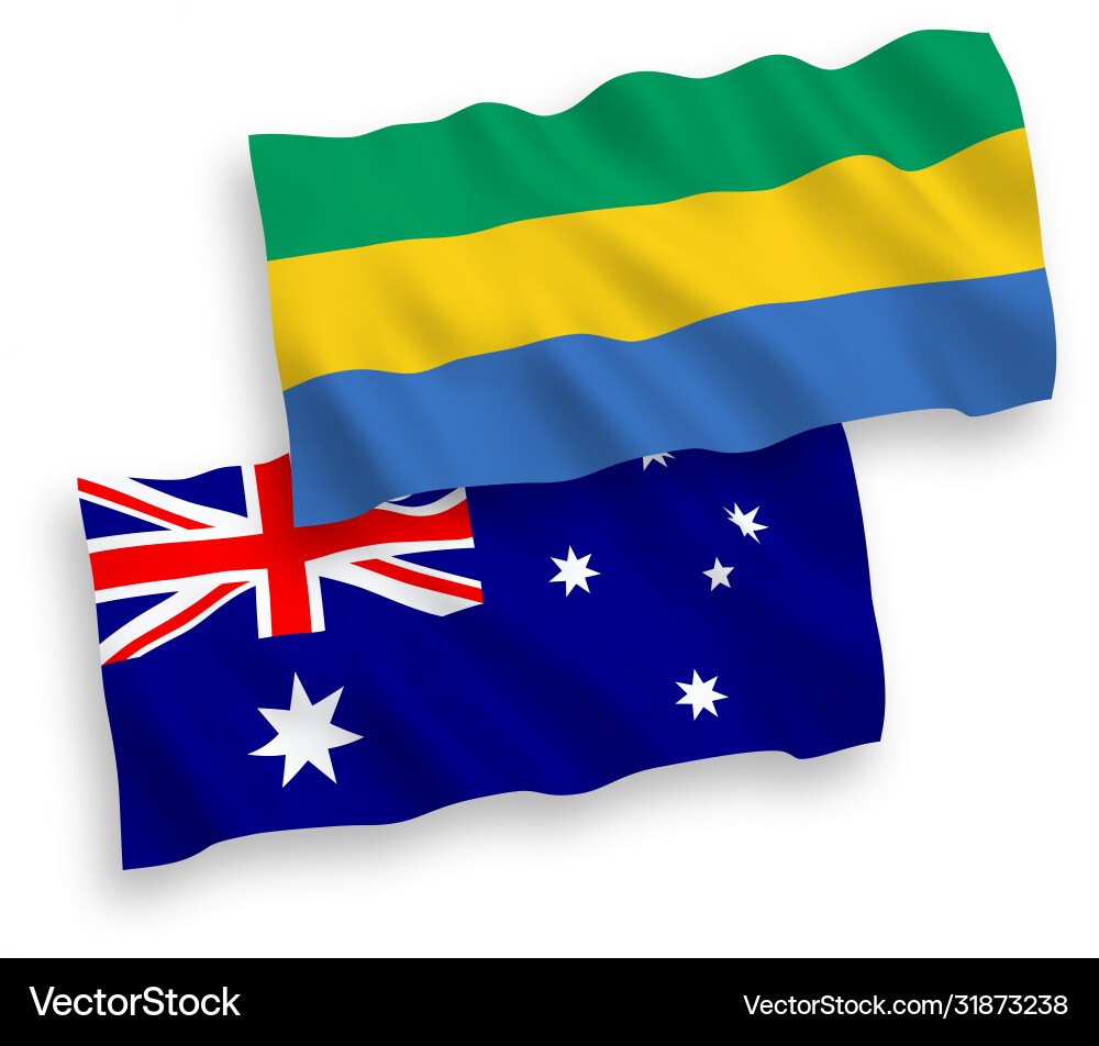Flags australia and gabon on a white background Vector Image