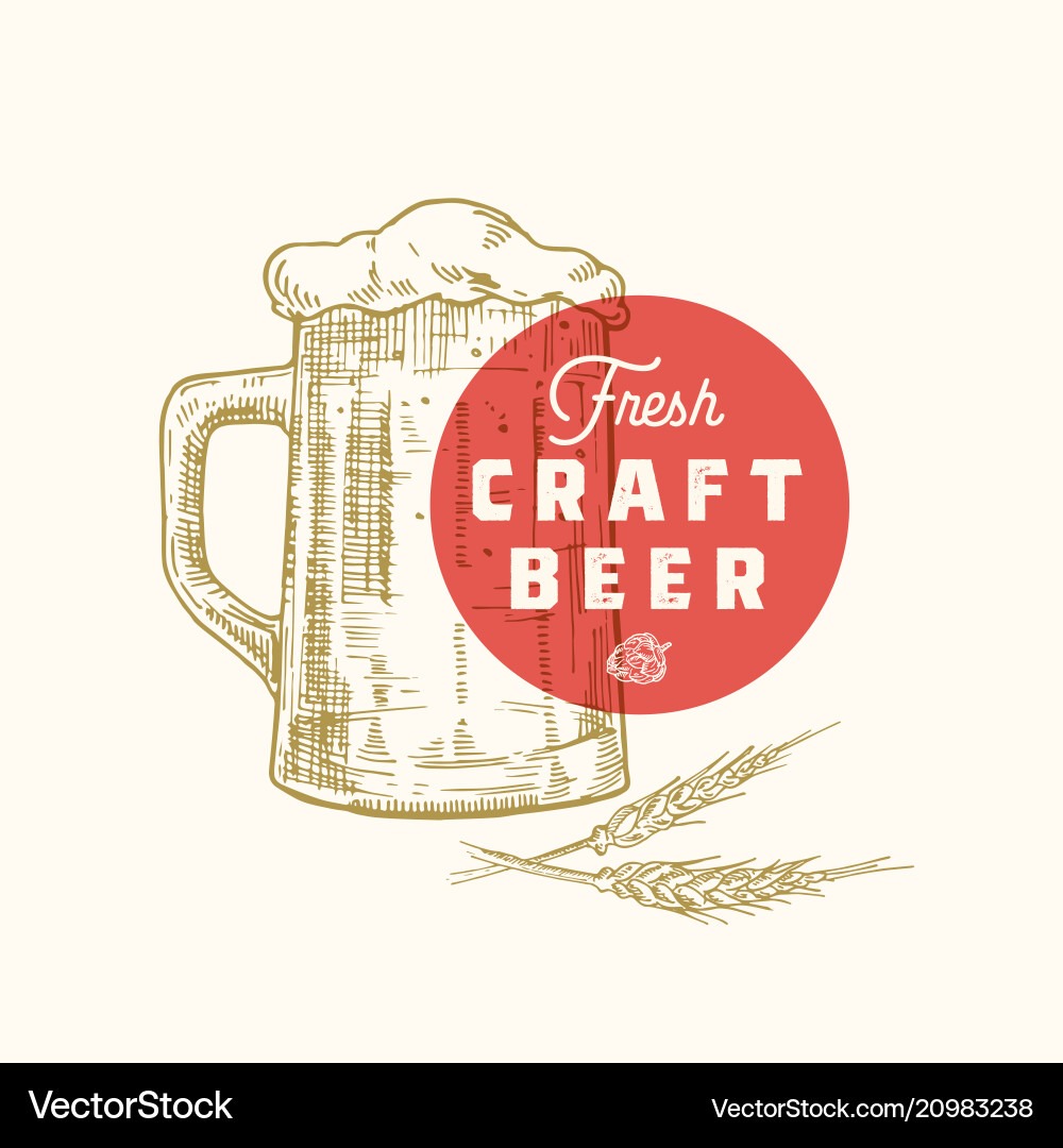 Fresh craft beer abstract sign symbol Royalty Free Vector