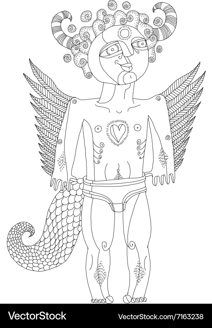 Hand drawn black and white graphic weird Vector Image