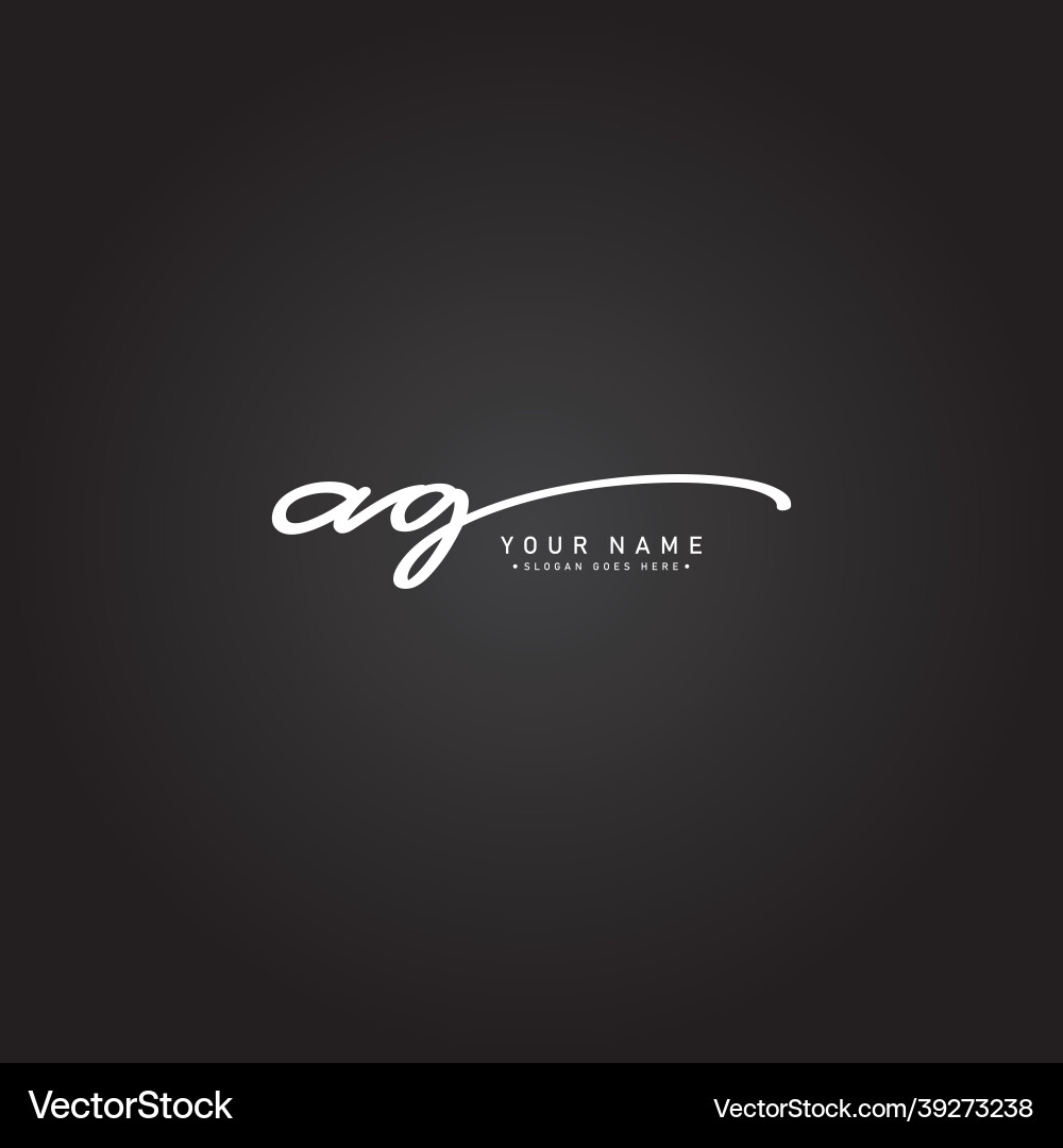 Initial letter ag logo - hand drawn signature Vector Image
