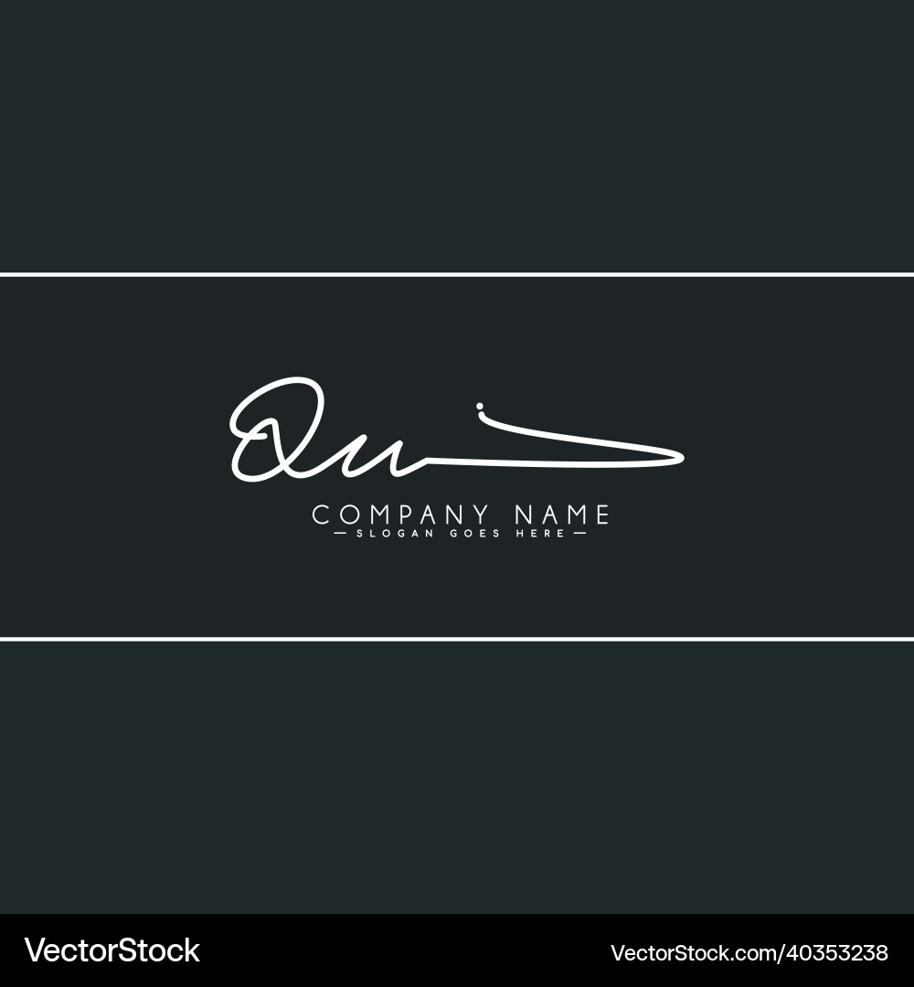 Initial letter qu logo - hand drawn signature Vector Image