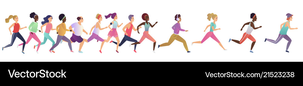 Jogging running people sport running group Vector Image