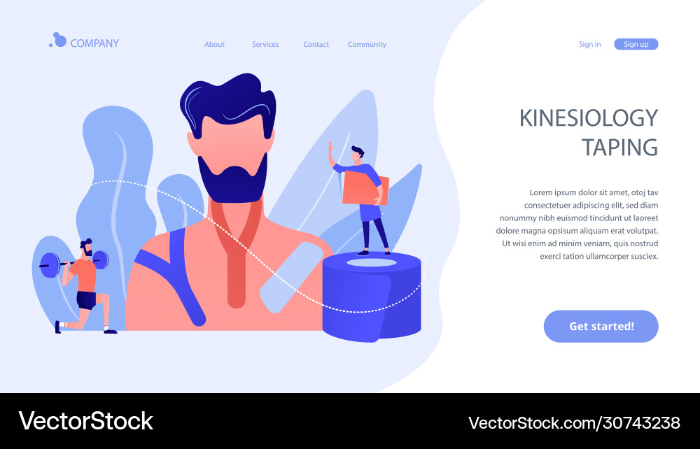 Kinesiology taping concept landing page Royalty Free Vector