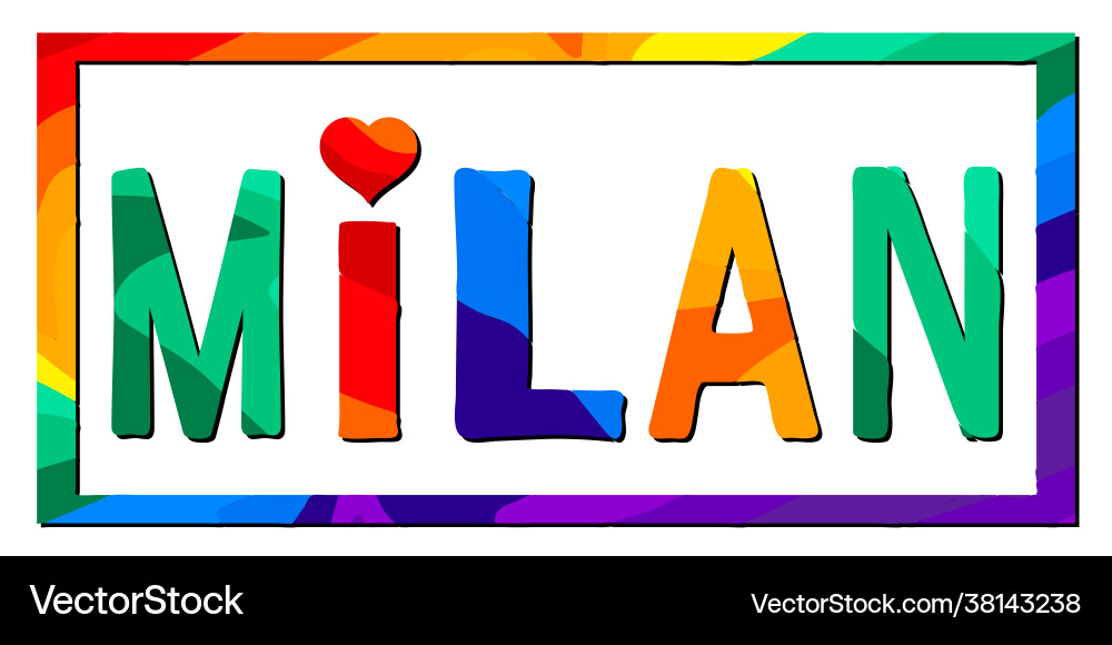 Milan multicolored bright funny cartoon text Vector Image
