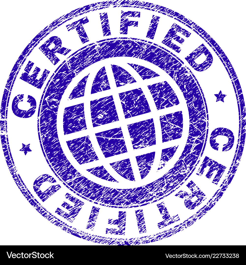 Scratched textured certified stamp seal Royalty Free Vector