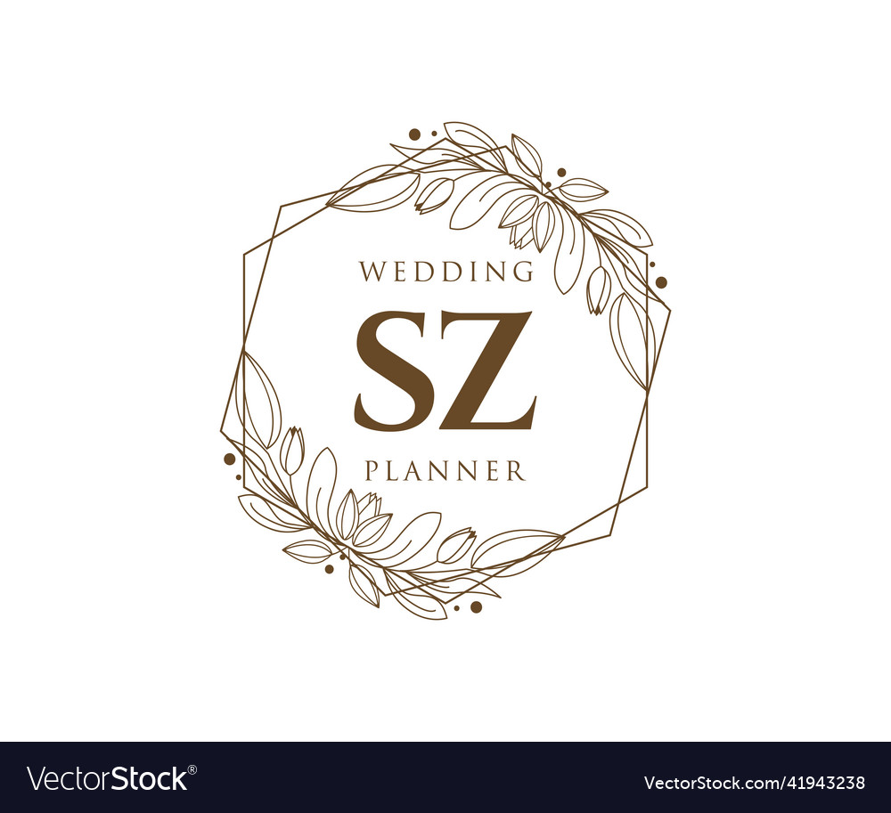 Sz initials letter wedding monogram logos Vector Image