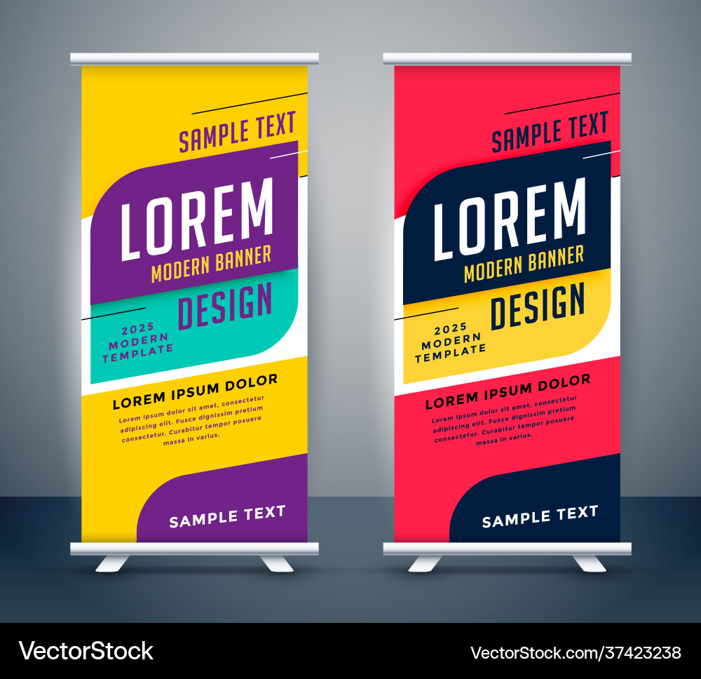 Trendy roll up standee banner template design Vector Image