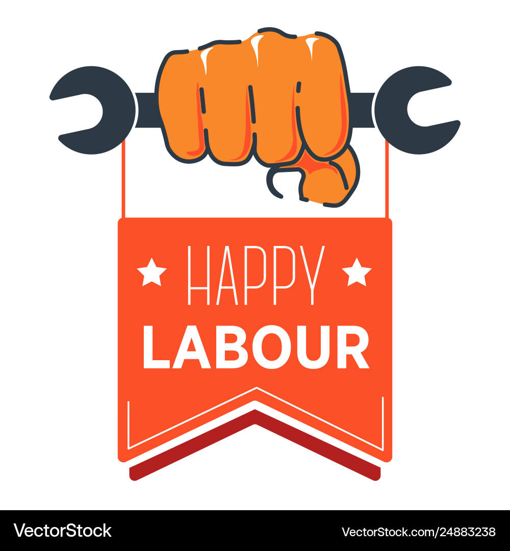 Wrench in hand labour day isolated icon first Vector Image