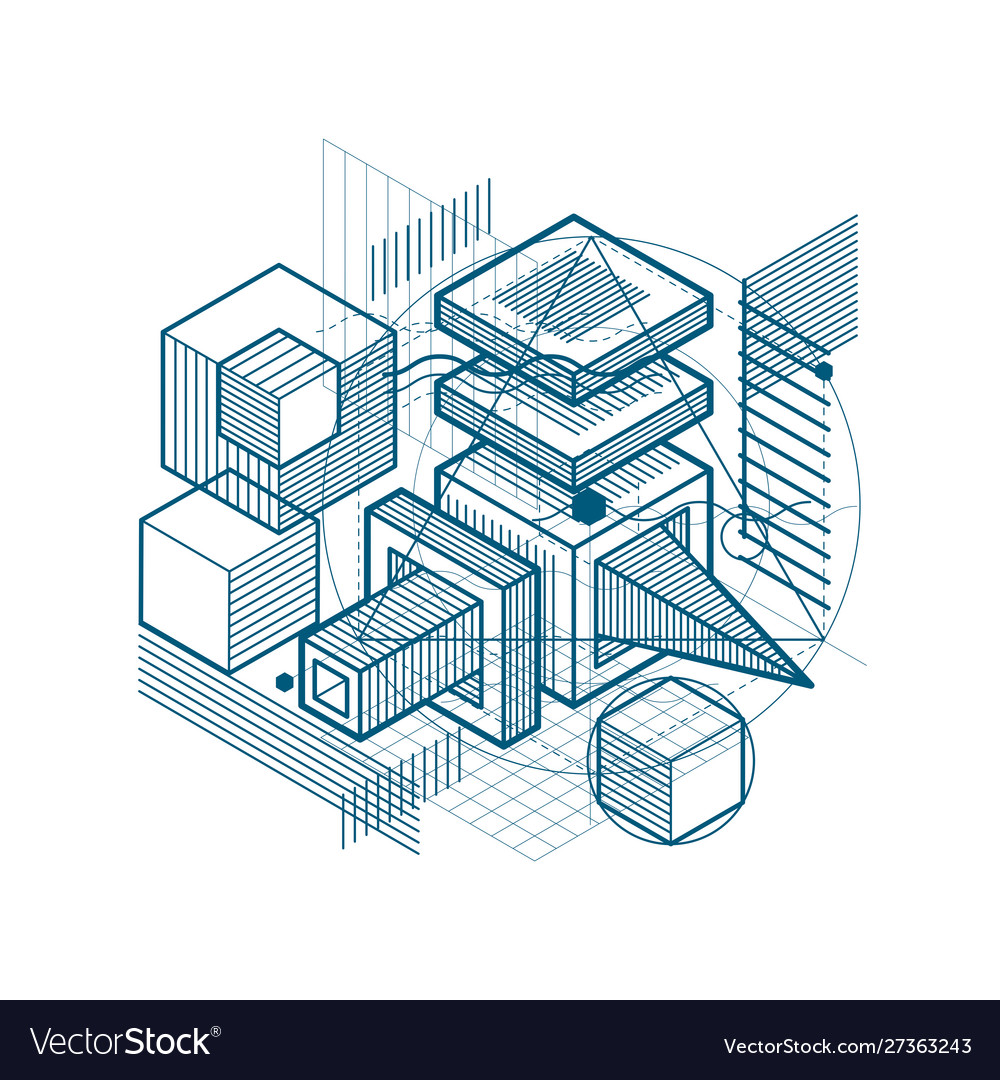 Abstract background with isometric elements Vector Image