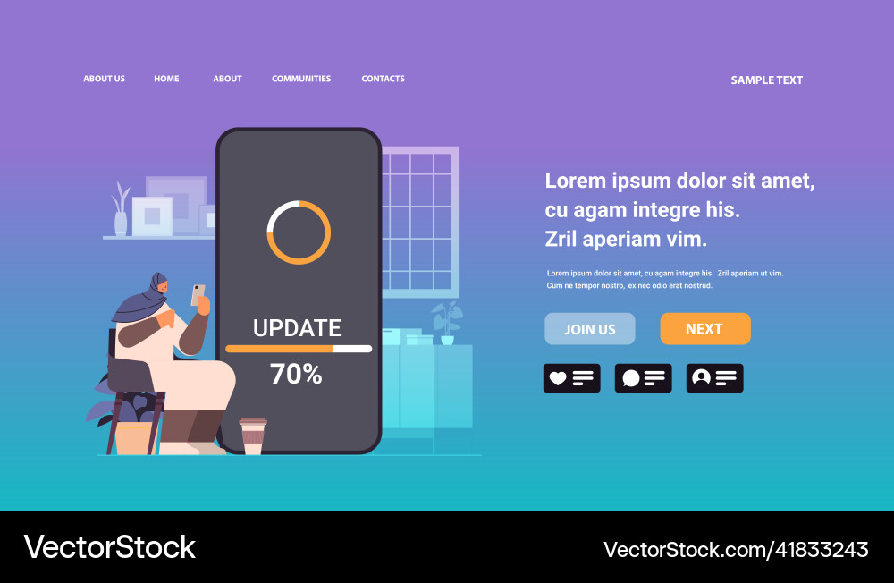 Arab woman updating operating system update Vector Image