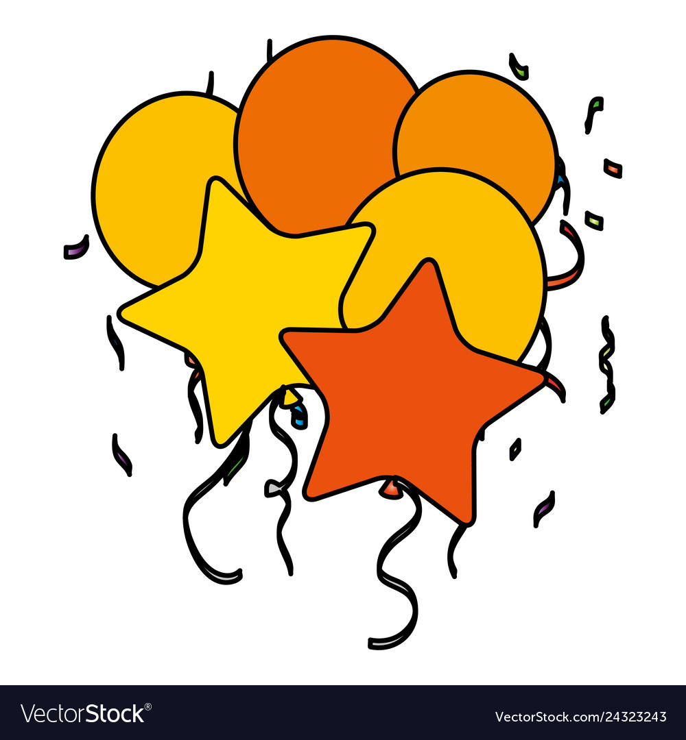 Balloons Helium Floating With Confetti Frame Vector Image