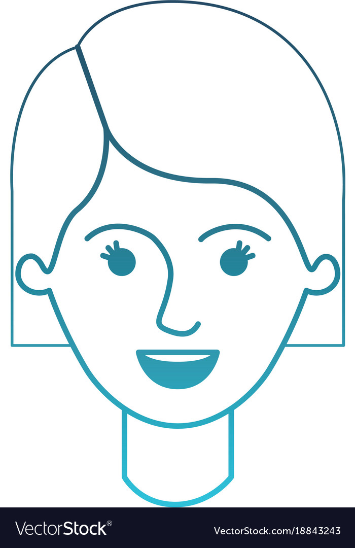 Female Face With Short Hair In Degraded Blue Vector Image